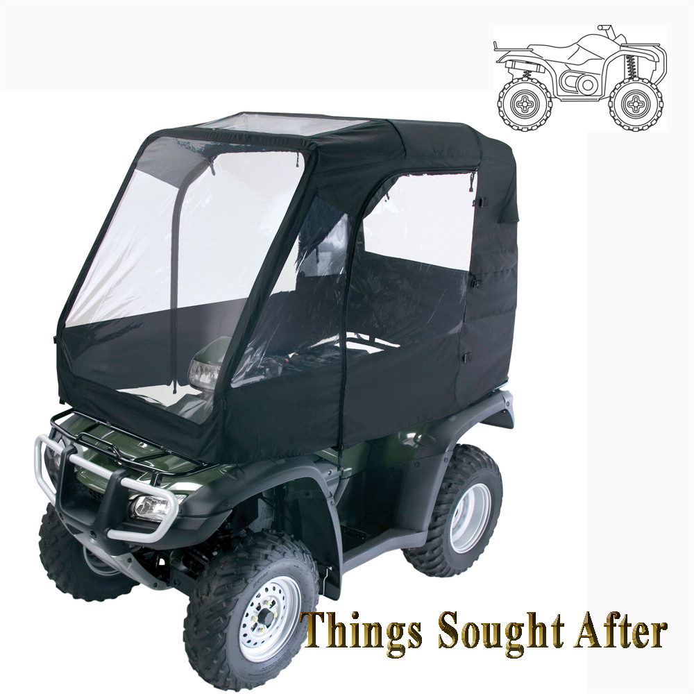 BLACK DELUXE ATV CABIN ENCLOSURE Canvas Full Quad Cargo Rack Cab Shelter Cover | eBay